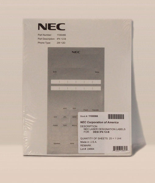 NEC DESI Laser Labels for the SL1100 ~ 12-Button Full-Duplex Backlit D ...