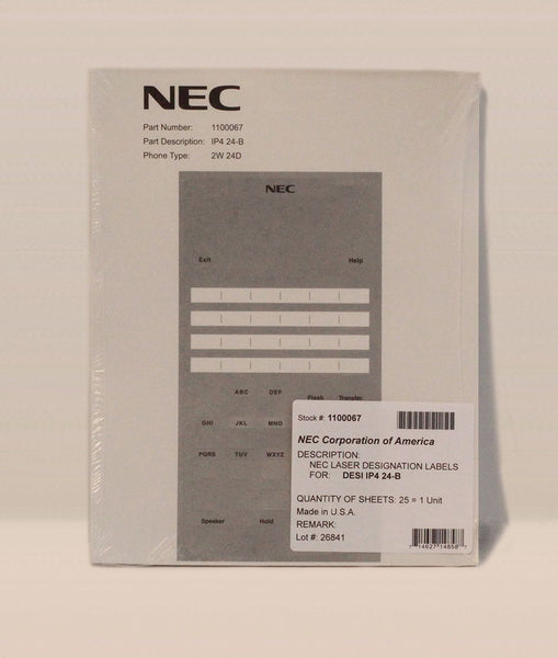NEC DESI Laser Labels for the SL1100 ~ 24-Button Full-Duplex Backlit D ...