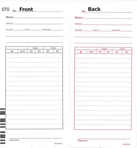 Compumatic ES1010 (1000 per box) Time Card for Acroprint ES1000, Part ...