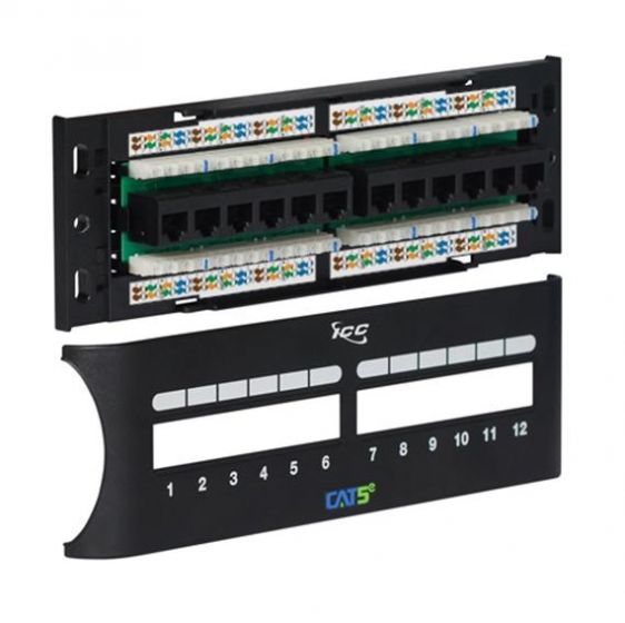 ICC Patch Panel, CAT 5E, Front, 12-Port, Part# ICMPP12F5E – Telecom ...