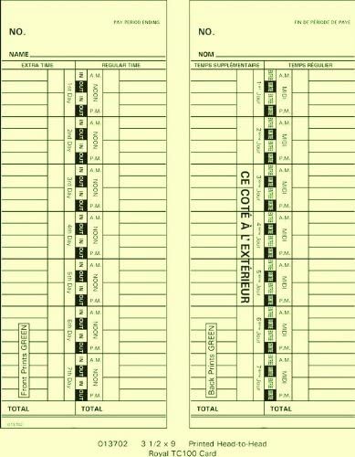 Compumatic Royal TC100 or front load Top load (clipper) Time Cards (10 ...